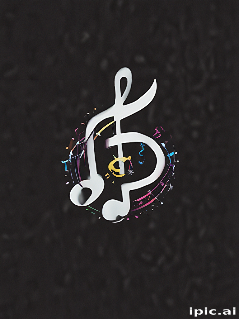 Colorful Musical Notes Dancing Around a Central Treble Clef Symbol