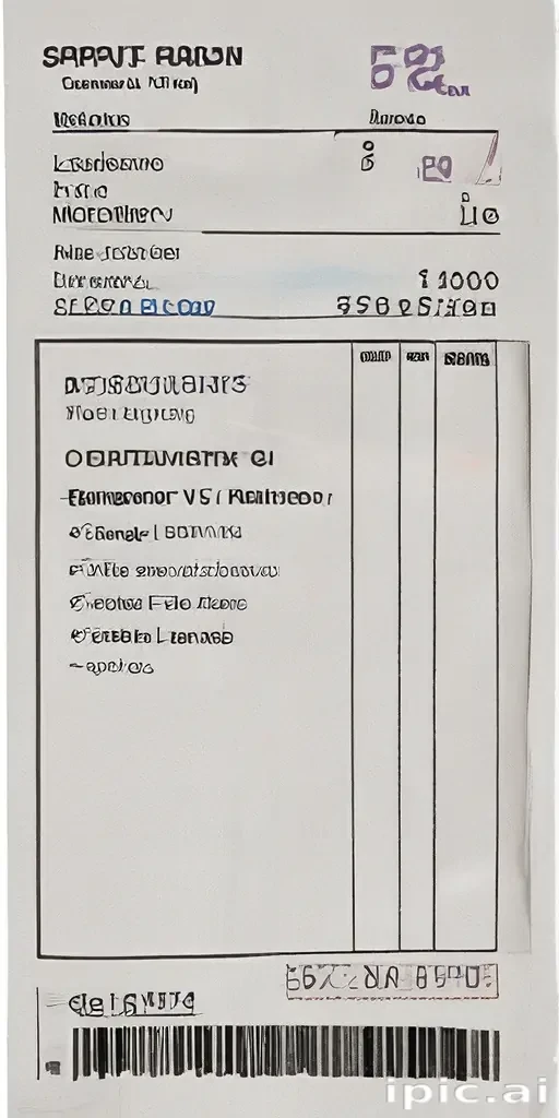 Receipt with Detailed Transaction Information for Recent Purchase or ...