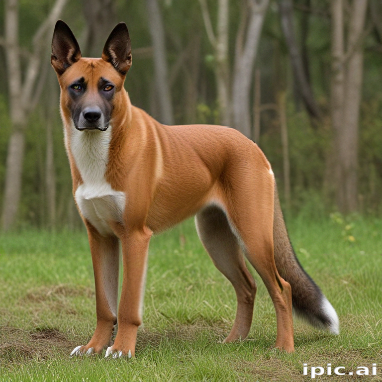 A Majestic Dog Standing Gracefully in a Lush Green Environment.