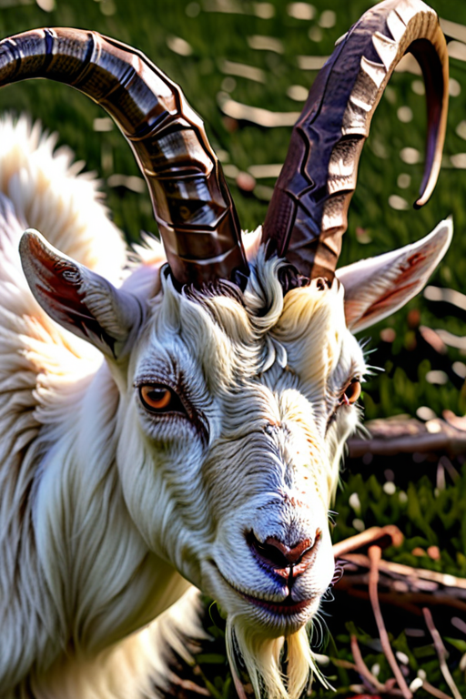 A Close-Up Portrait of a Majestic Goat with Spiraled Horns.