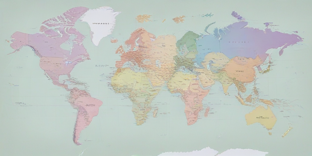world map in pretty pastel colors