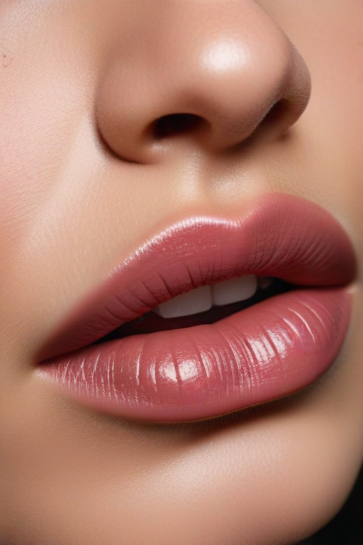 Close-Up of Soft, Glossy Lips with a Natural Pink Hue