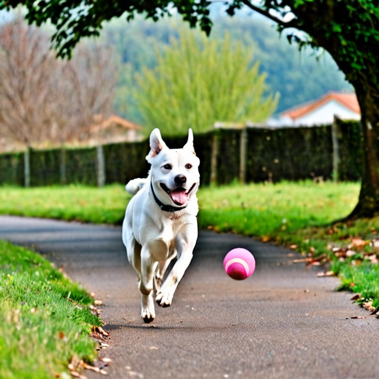 A dog learning to fetch ball and deliver to its owner