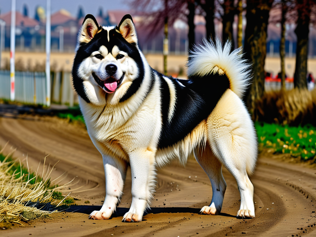 A Playful and Majestic Dog Enjoying a Sunny Day Outdoors.