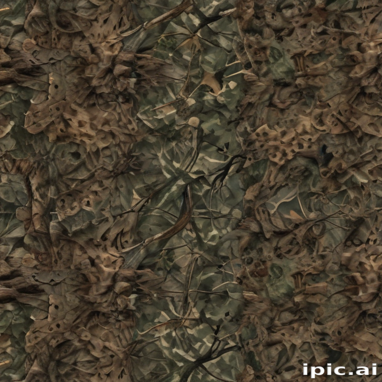 Intricate Natural Camouflage Pattern of Leaves and Twigs Blending Together