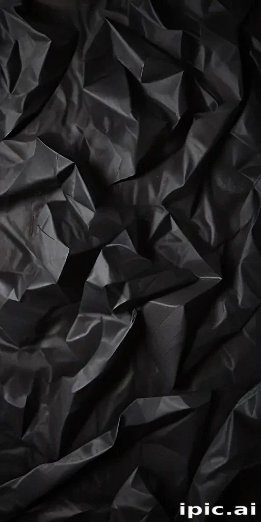 Intricate Patterns of Crumpled Black Fabric Creating Dynamic Textural Depth