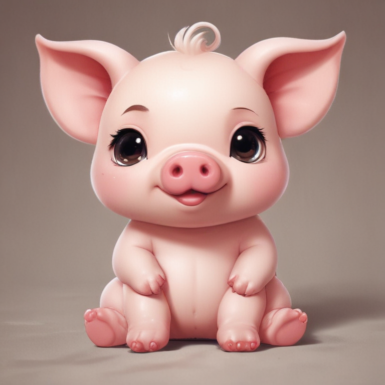 cute kawaii pig sitting anime drawing chibi
