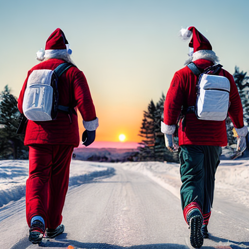 santa and elves and reindeer all exercising in the north pole to get ...
