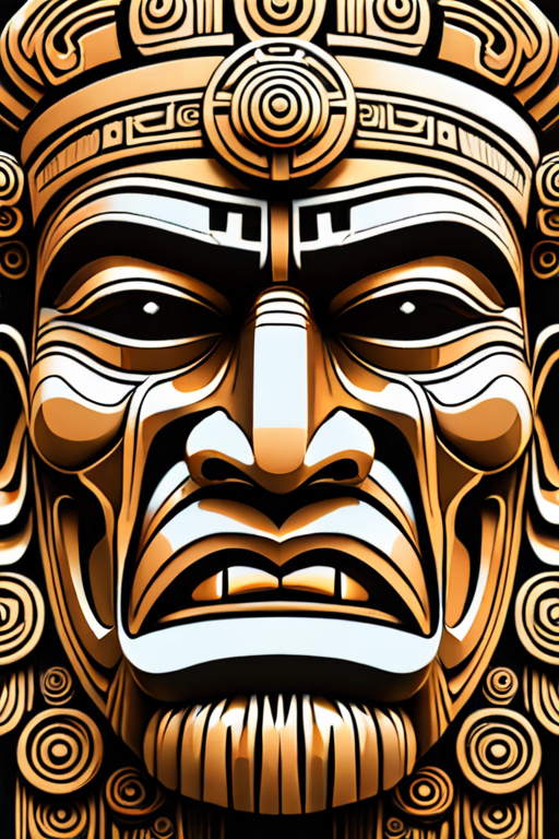 a angry mayan god face