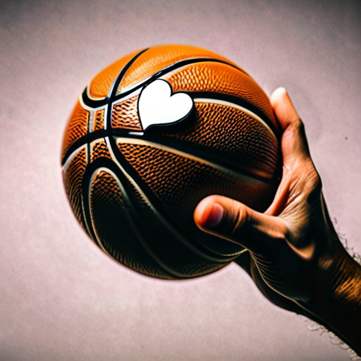 finger spinning basketball with a heart inside the ball