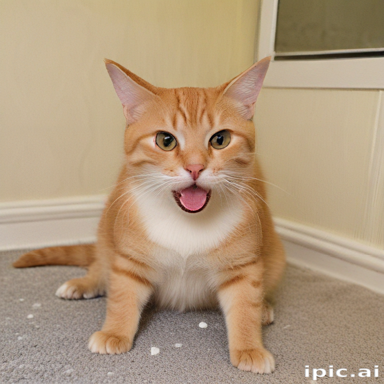 A Playful Orange Cat Enjoying Its Time in a Cozy Room Environment.