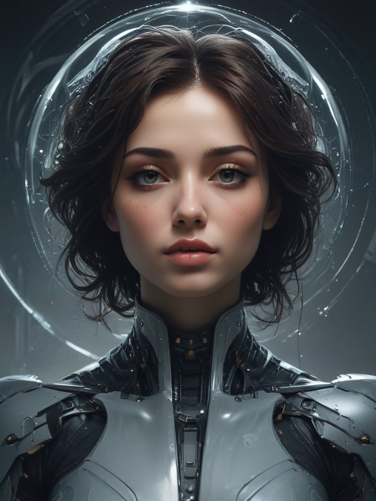 Futuristic Cybernetic Woman Merging Humanity and Technology in a ...