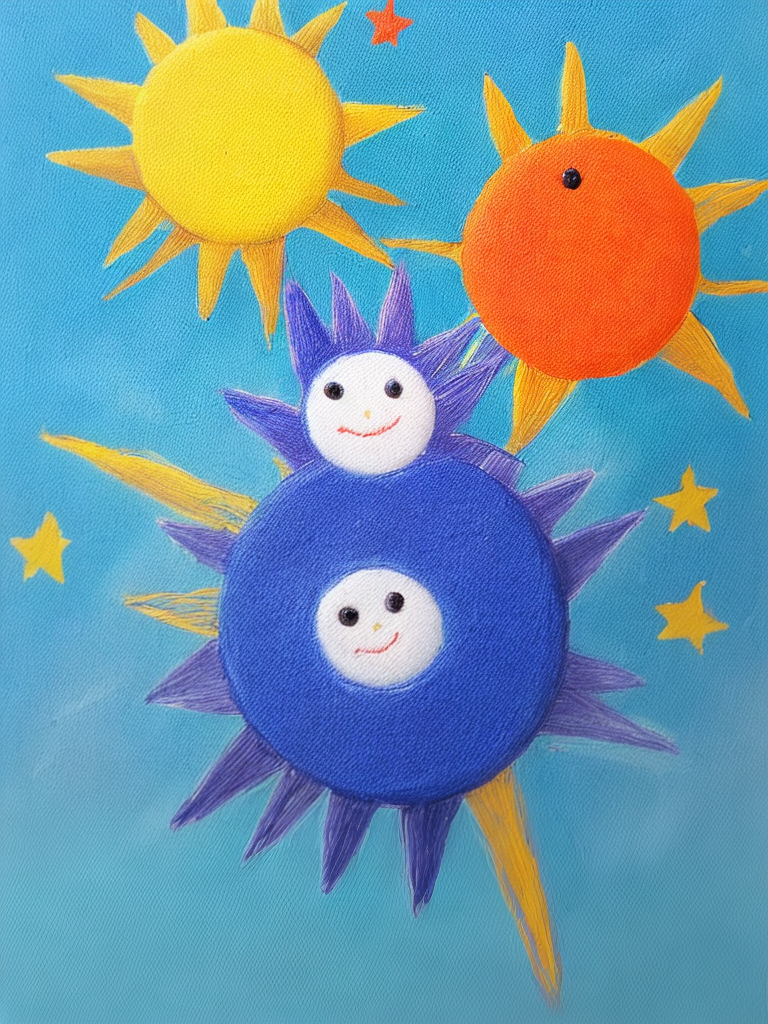 a star, a sun, a moon and a cloud all hug realistic