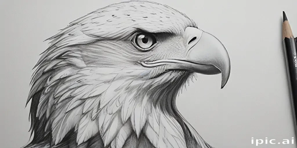Intricate Pencil Drawing of a Majestic Eagle with Detailed Feathers