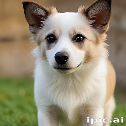 Adorable Small Dog with Fluffy Ears and Bright Eyes in Grass.