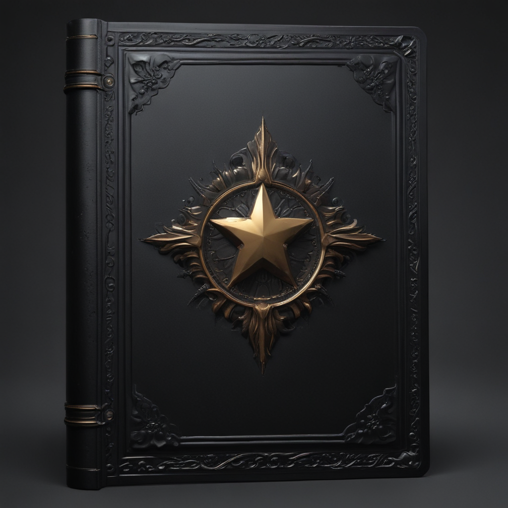 An Intricately Designed Leather-Bound Book with a Golden Star Emblem