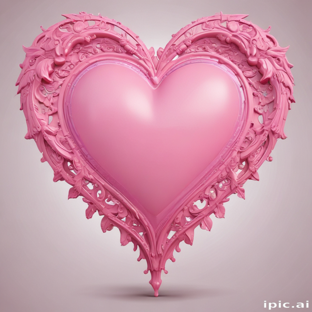 Delicately Designed Ornate Pink Heart with Intricate Floral Patterns ...