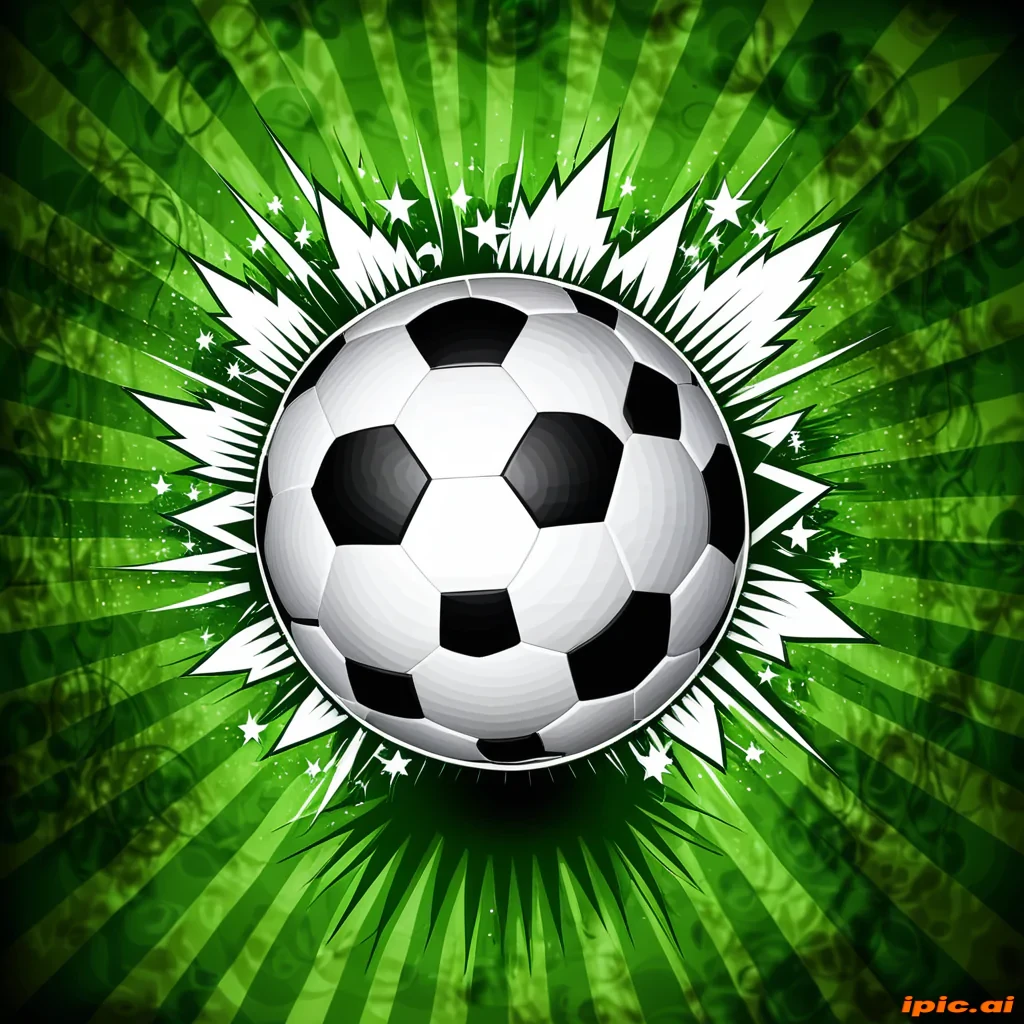 Dynamic Soccer Ball Design with Vibrant Green Background and Energetic ...