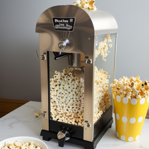 Classic Popcorn Machine with Freshly Popped Popcorn and Colorful Container