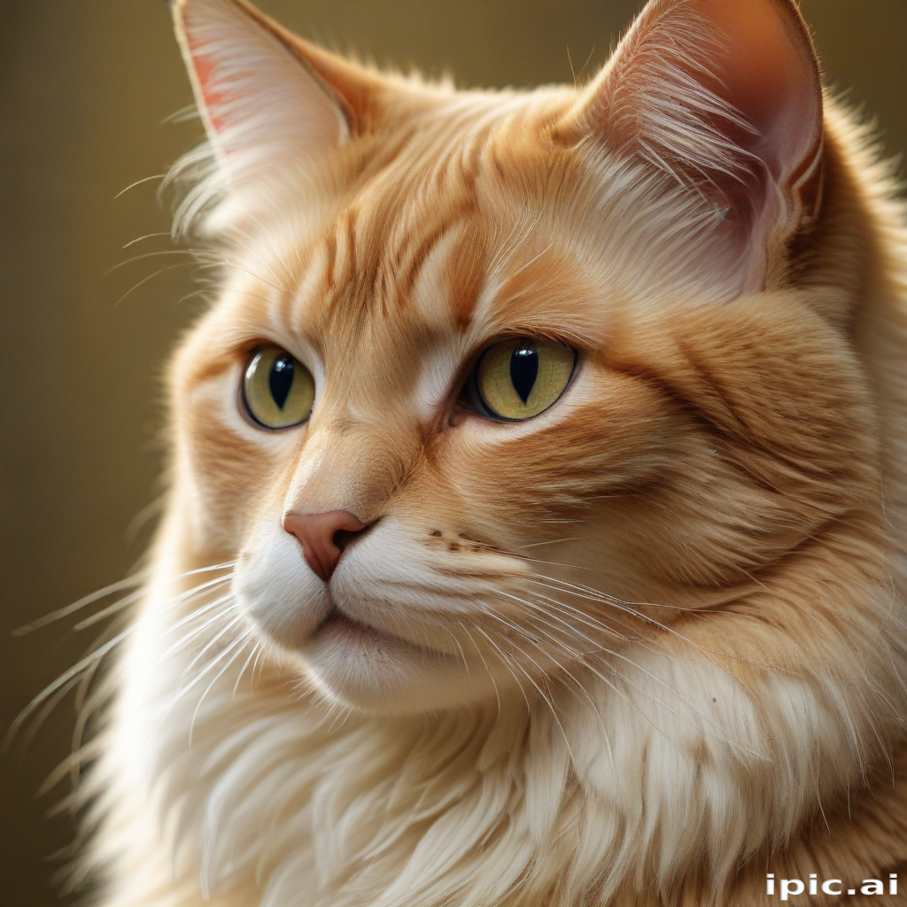 A Majestic Close-Up of a Fluffy Ginger Cat with Striking Eyes