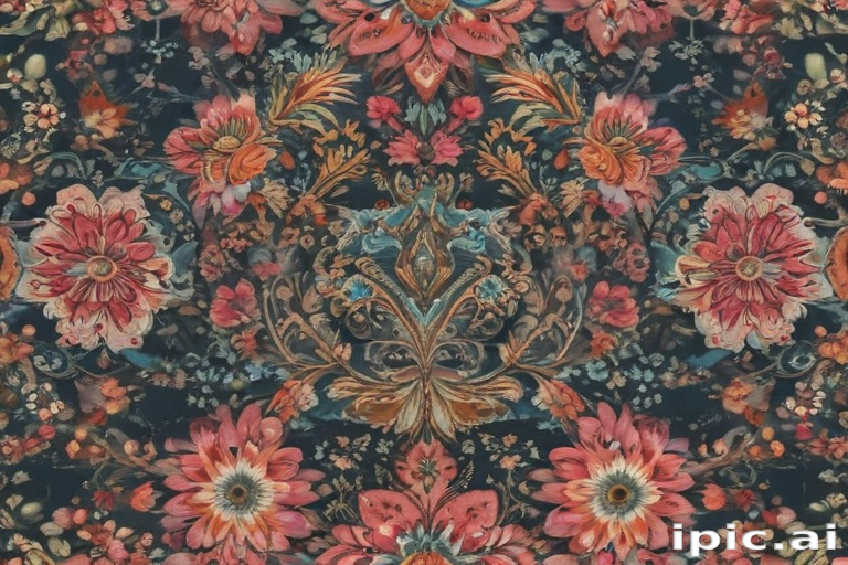 Vibrant Floral Pattern Featuring Rich Colors and Intricate Designs on ...