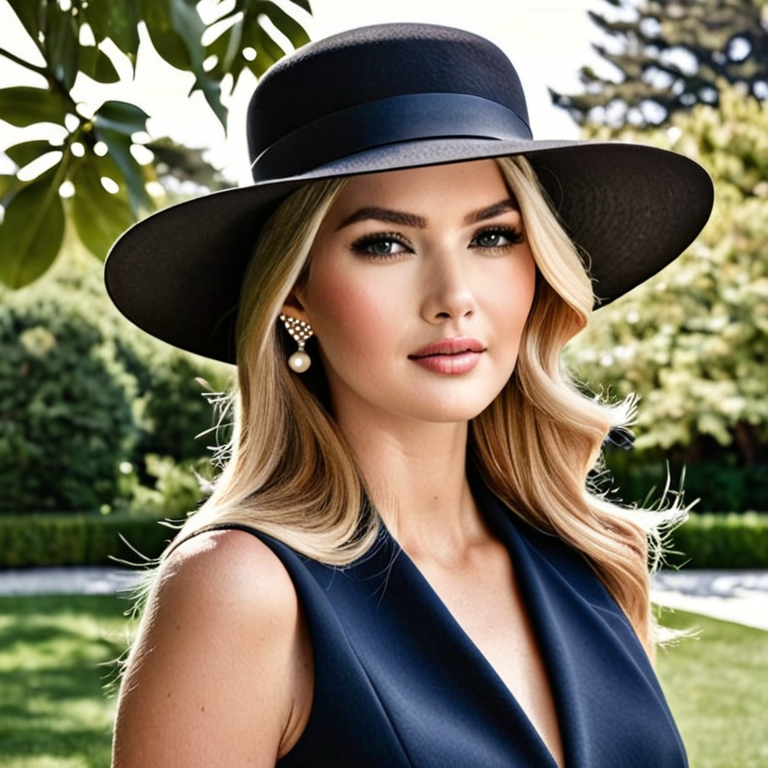 Ivanka Trump elegant hat garden party
