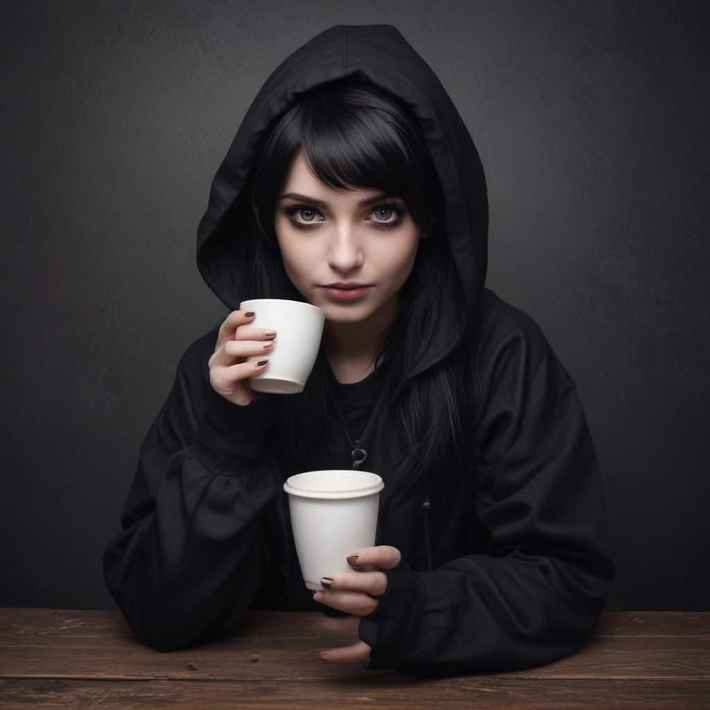 goth cute comfy coffe dark background artistic