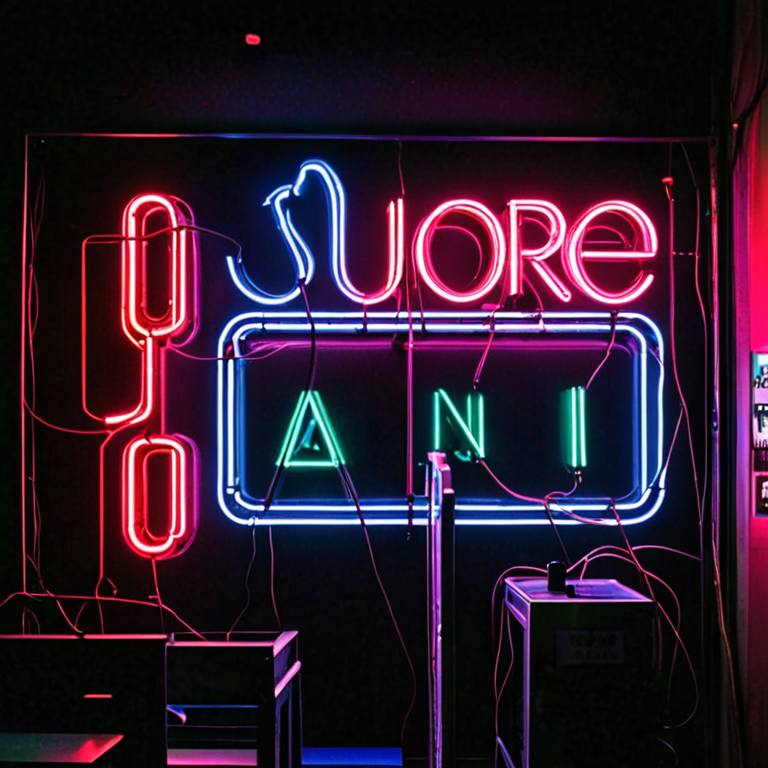 jintai is a name on a neon sign surreal art