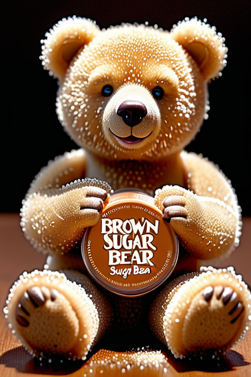 Adorable Brown Sugar Bear Holding a Sweet Jar of Sugar Bliss