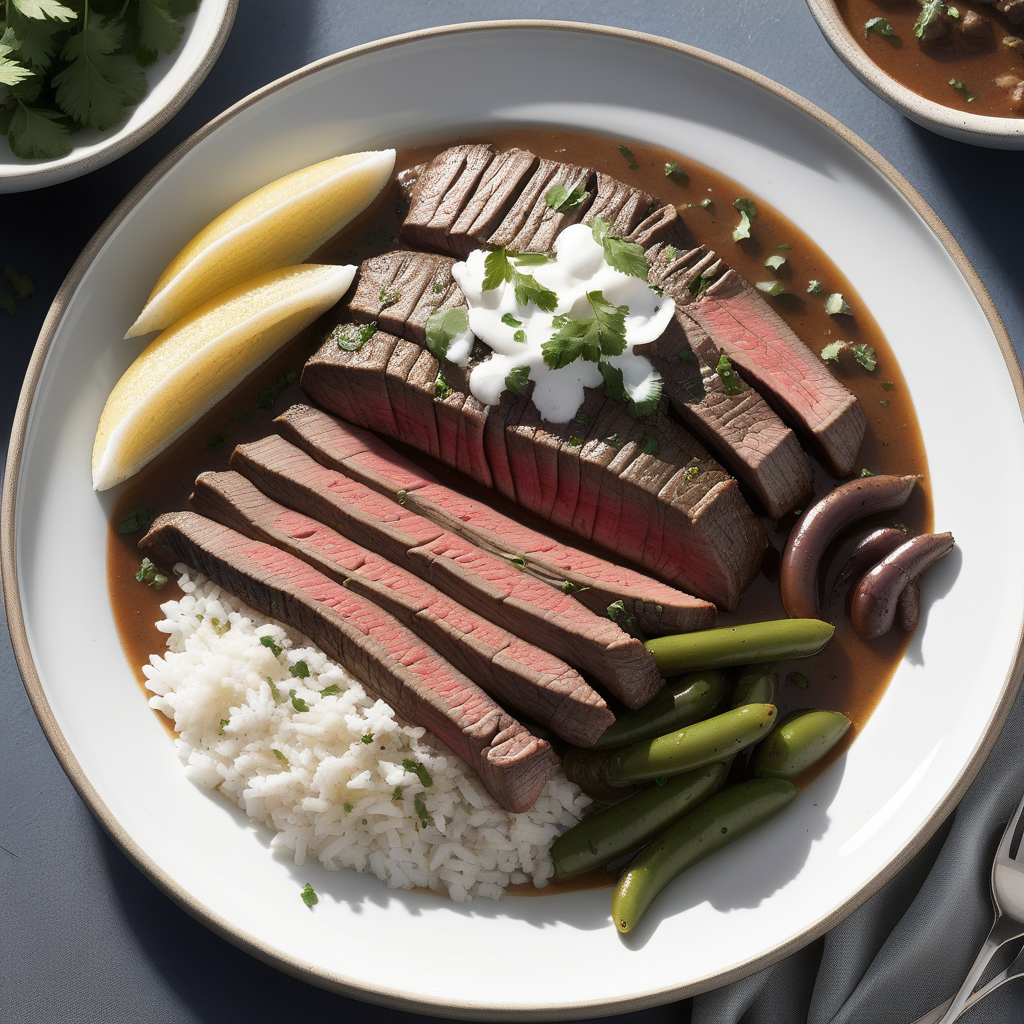 Deliciously Seared Beef with Rice and Fresh Vegetables in Savory Sauce