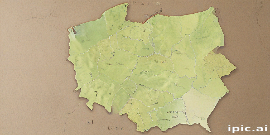 Detailed Map Illustration Highlighting Various Regions and Topography ...