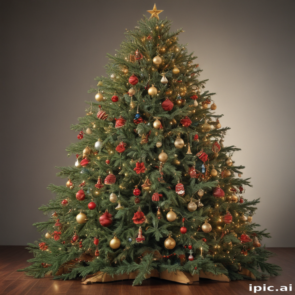 Beautifully Decorated Christmas Tree Adorned with Ornaments and Lights