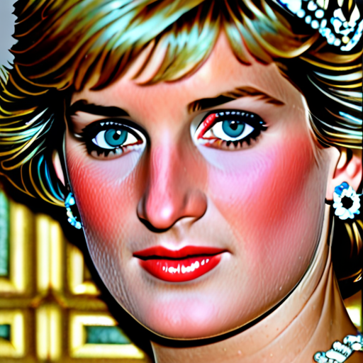 A realistic close up of Princess diana's face