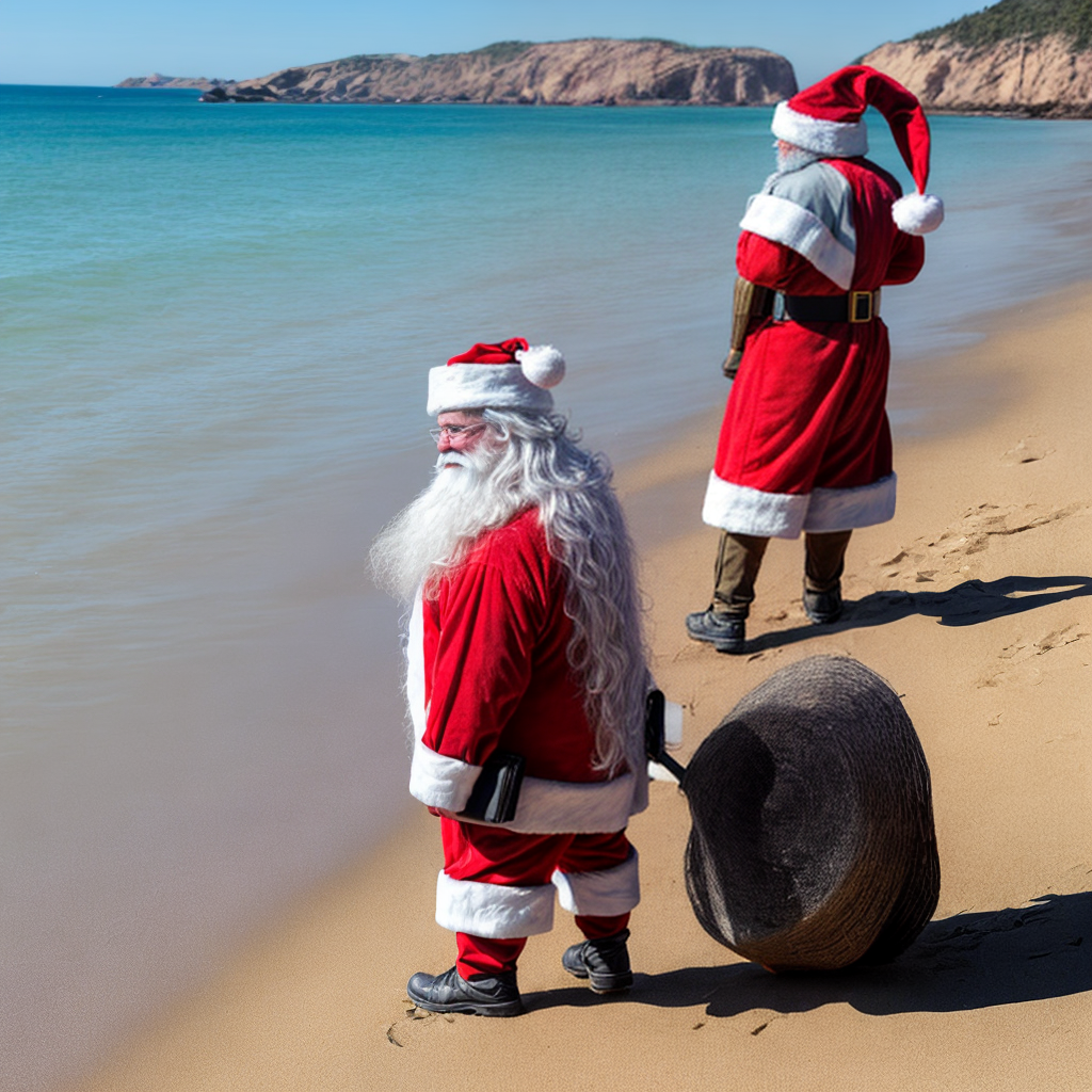 santa in a beach