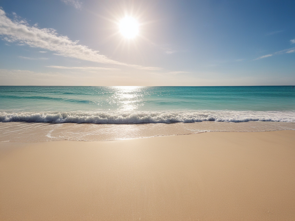 sandy beach background with sun