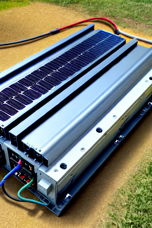 Inverters: Close-up of the ports and connections on an inverter. Wide ...