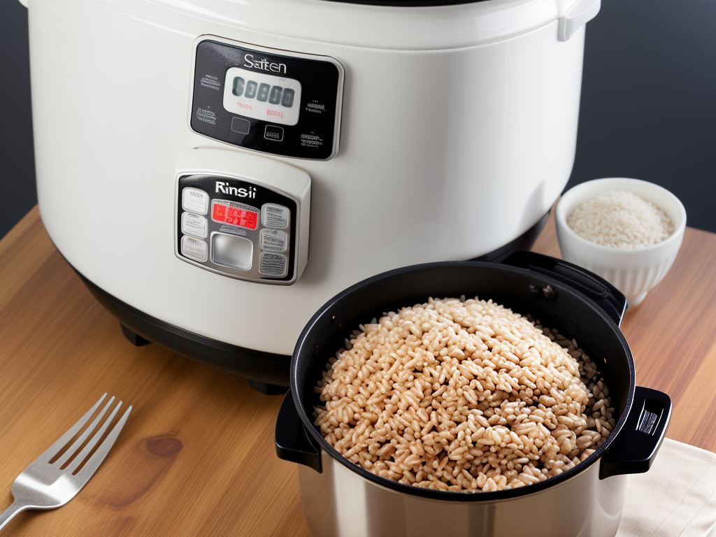 Cooking Rice Perfectly: A Close-Up of Rice Cooker and Ingredients