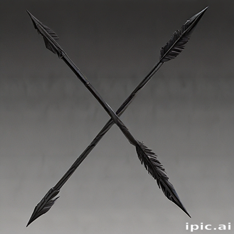 Crossed Black Arrows with Feathered Fletchings Against a Dark Gradient ...