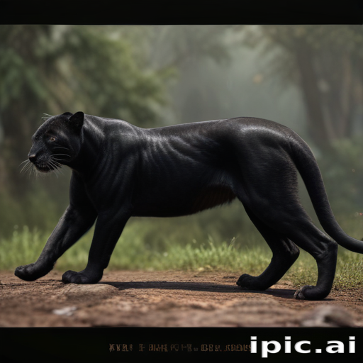 A Majestic Black Panther Strolling Through a Lush Green Forest Landscape.