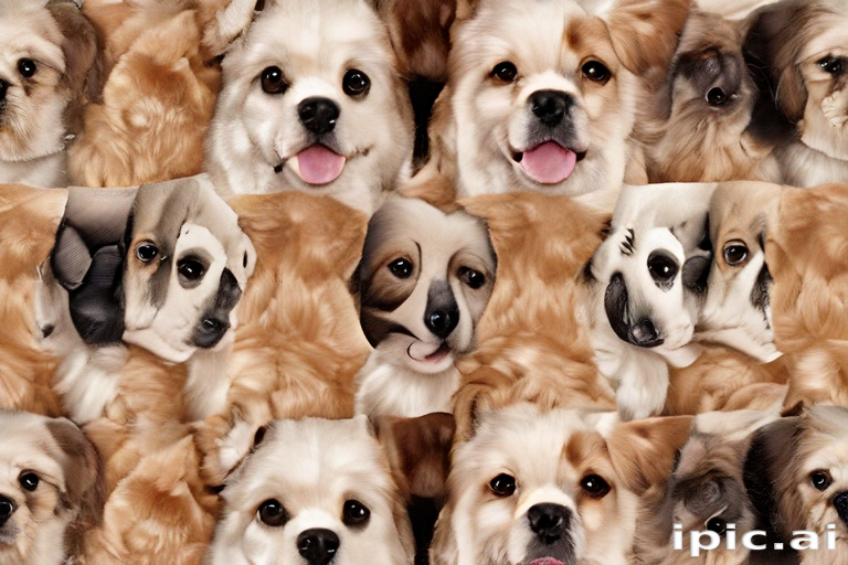 A Collage of Adorable Dogs with Various Expressions and Breeds Together.