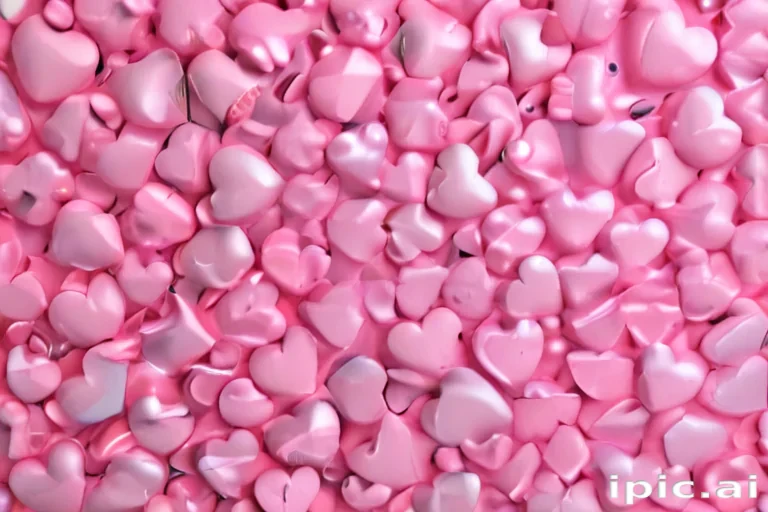 A Vibrant Sea of Shiny Pink Hearts Perfect for Celebrating Love.