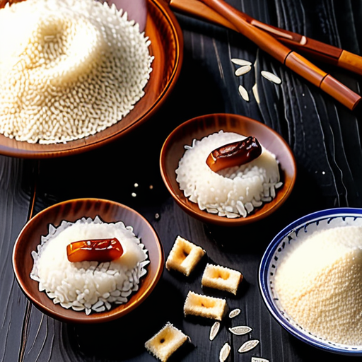 Beautiful Arrangement of Rice Dishes with Delicate Ingredients on ...