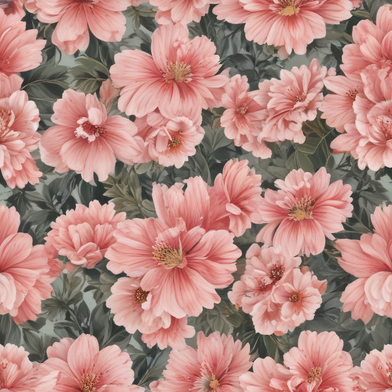 Vibrant Floral Pattern Featuring Lush Pink Flowers Against a Soft ...