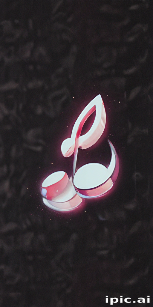 Stylized Musical Note Design with Vibrant Colors Against Dark Background