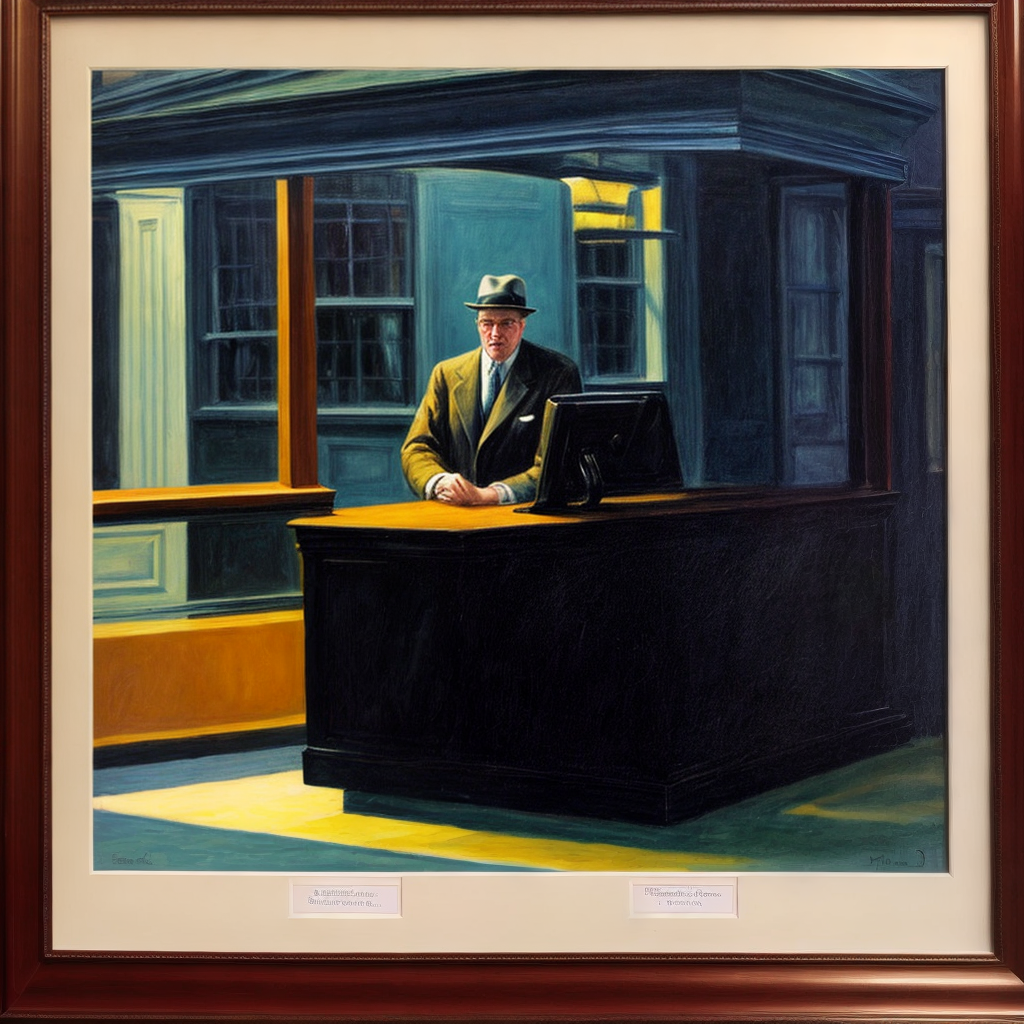 framed portrait picture of Edward Hopper Great Famous Painting （copy ...