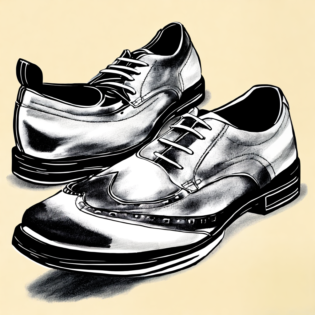 ink lines painting of shoes