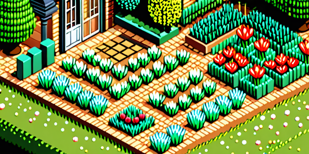 pixelart beautiful garden, cute , art