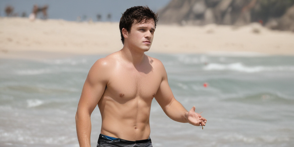Josh hutcherson, skinny, at beach