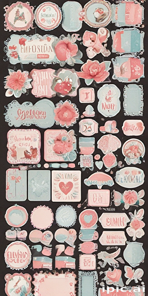 Colorful Collection of Decorative Stickers Featuring Floral and ...