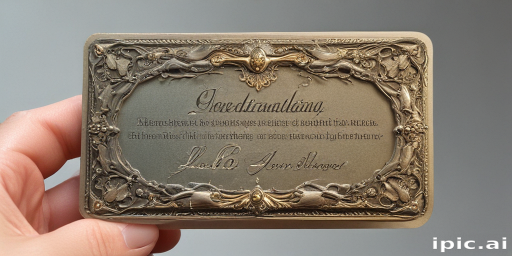 Intricately Designed Vintage Card with Ornate Frame and Elegant Inscription